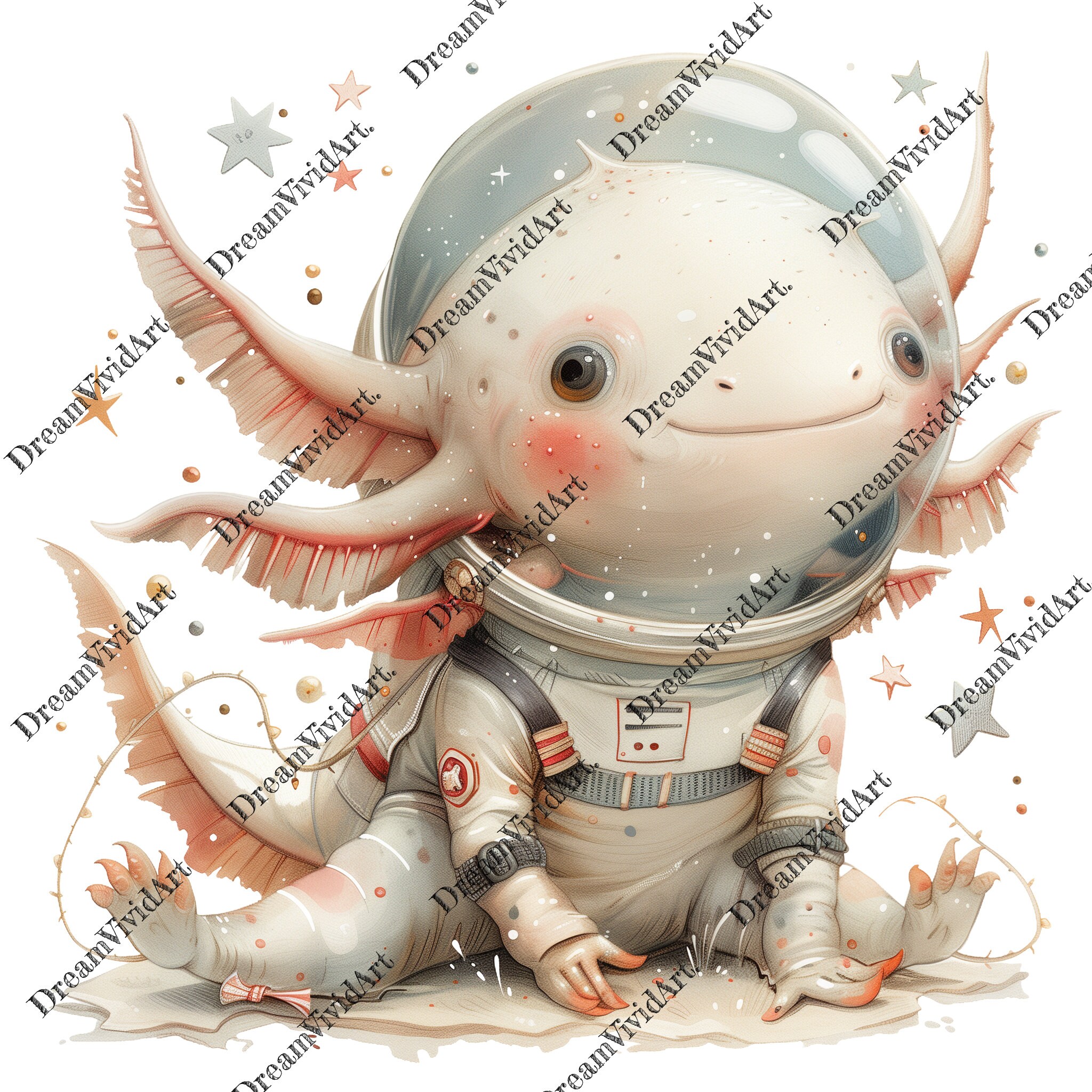 6 Axolotl Clipart, Cute Axolotl PNG, Axolotl in Space Water Lilies ...