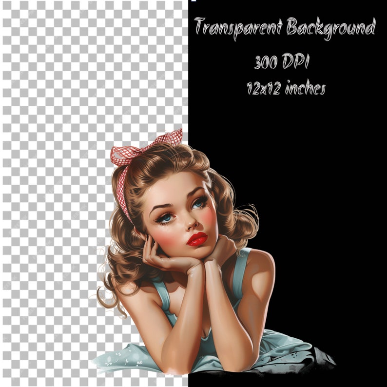 6 Pinup Girl Clipart, High Quality PNG Digital Download, Card Making ...