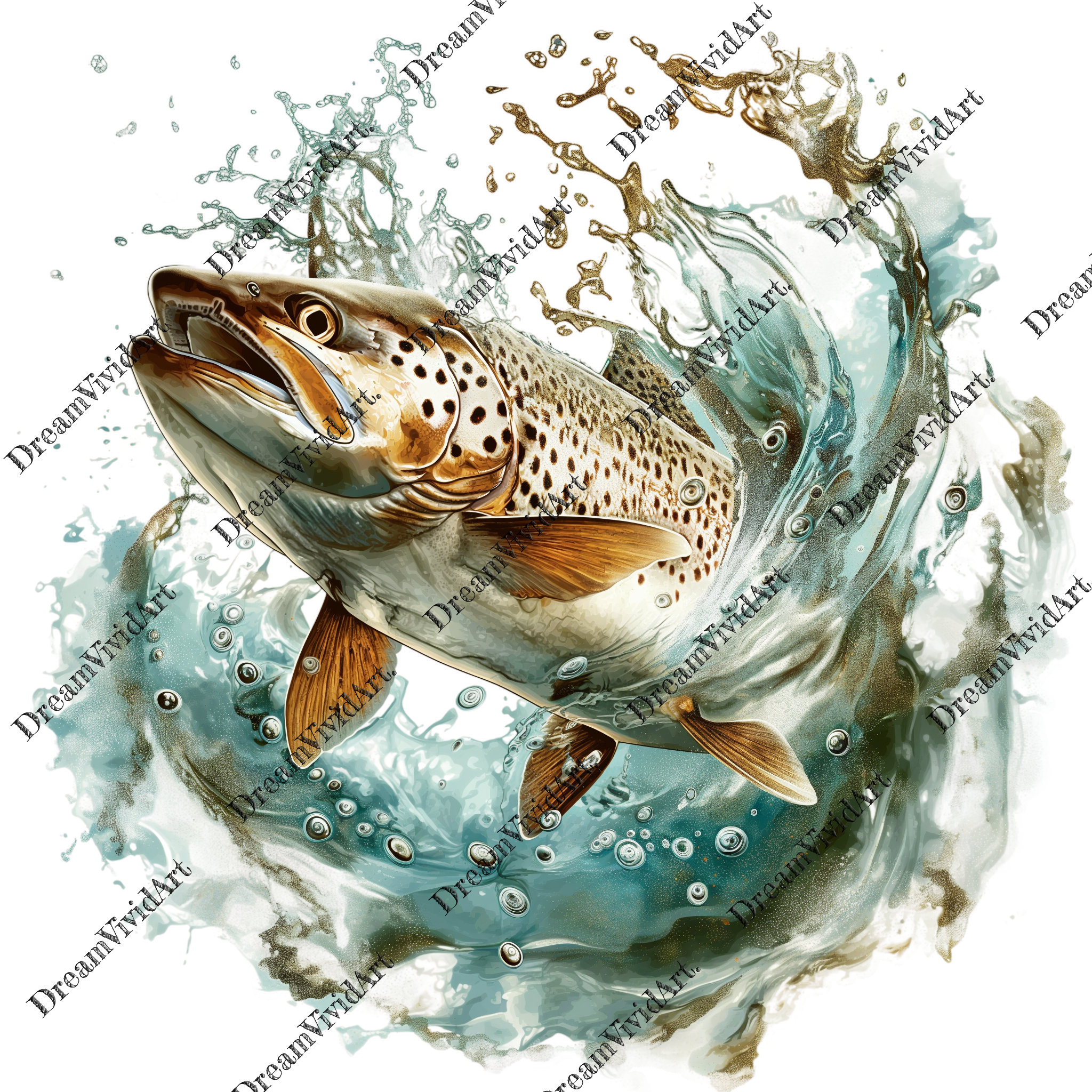 6 Trout Fish Clipart, Trout Fish Clipart PNG, Fishing, Digital Graphic ...