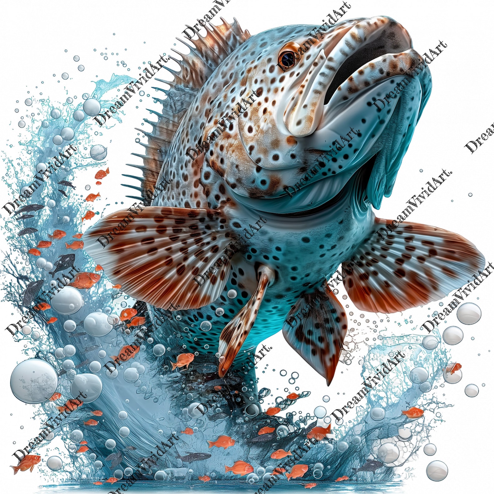 6 Grouper Fish Clipart, Grouper Fish Clipart PNG, Fishing, Digital ...