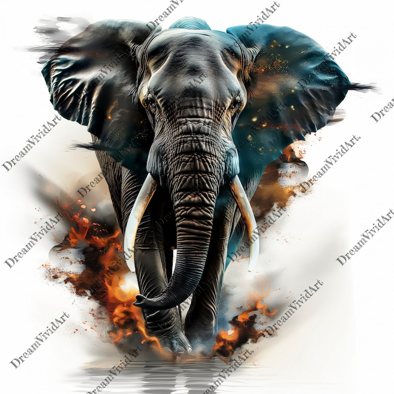 6 Grand Elephants, Elephants Clipart PNG, Digital Graphic, Instant ...
