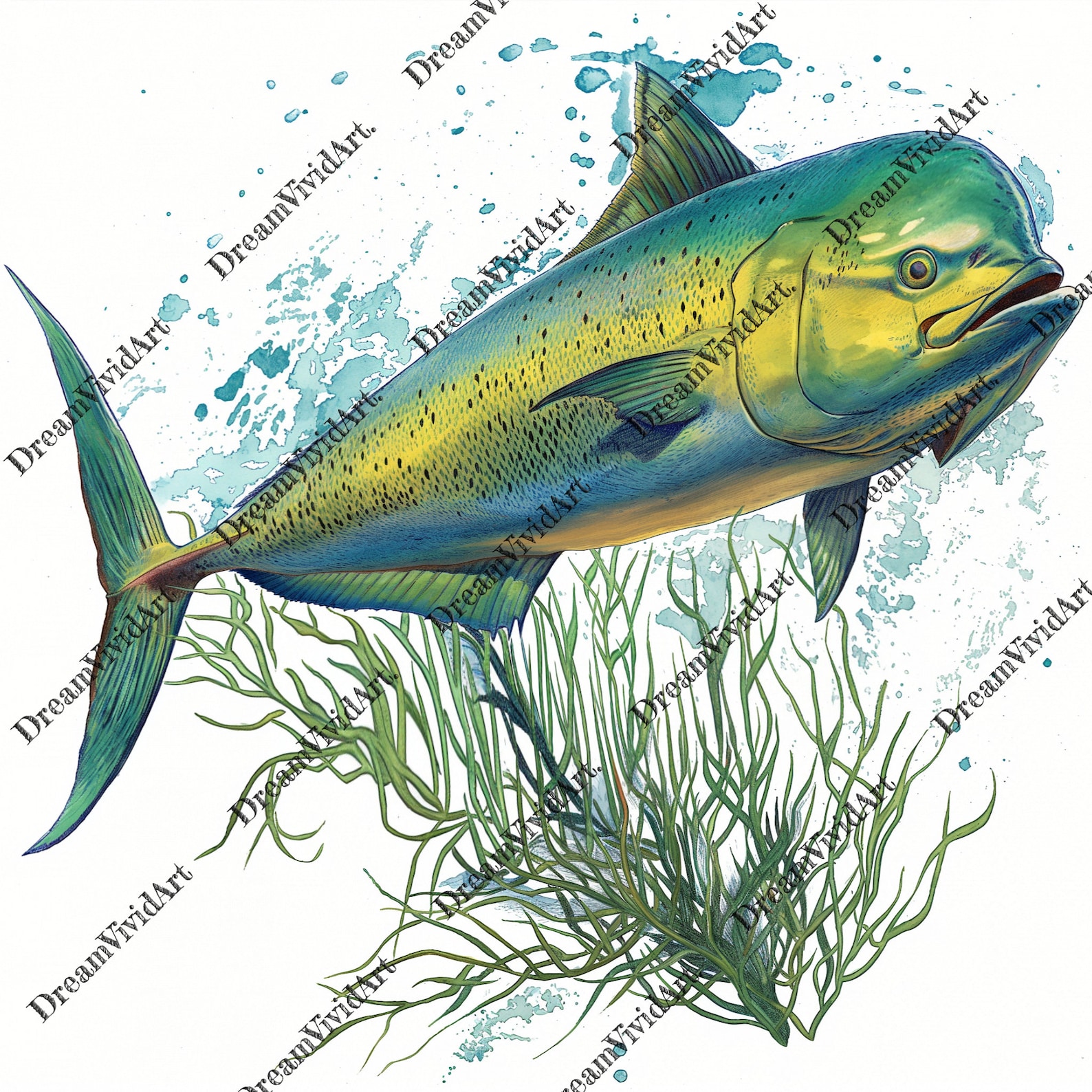 6 Mahi Mahi Fish Clipart, Mahi Mahi Clipart PNG, Fishing, Digital ...