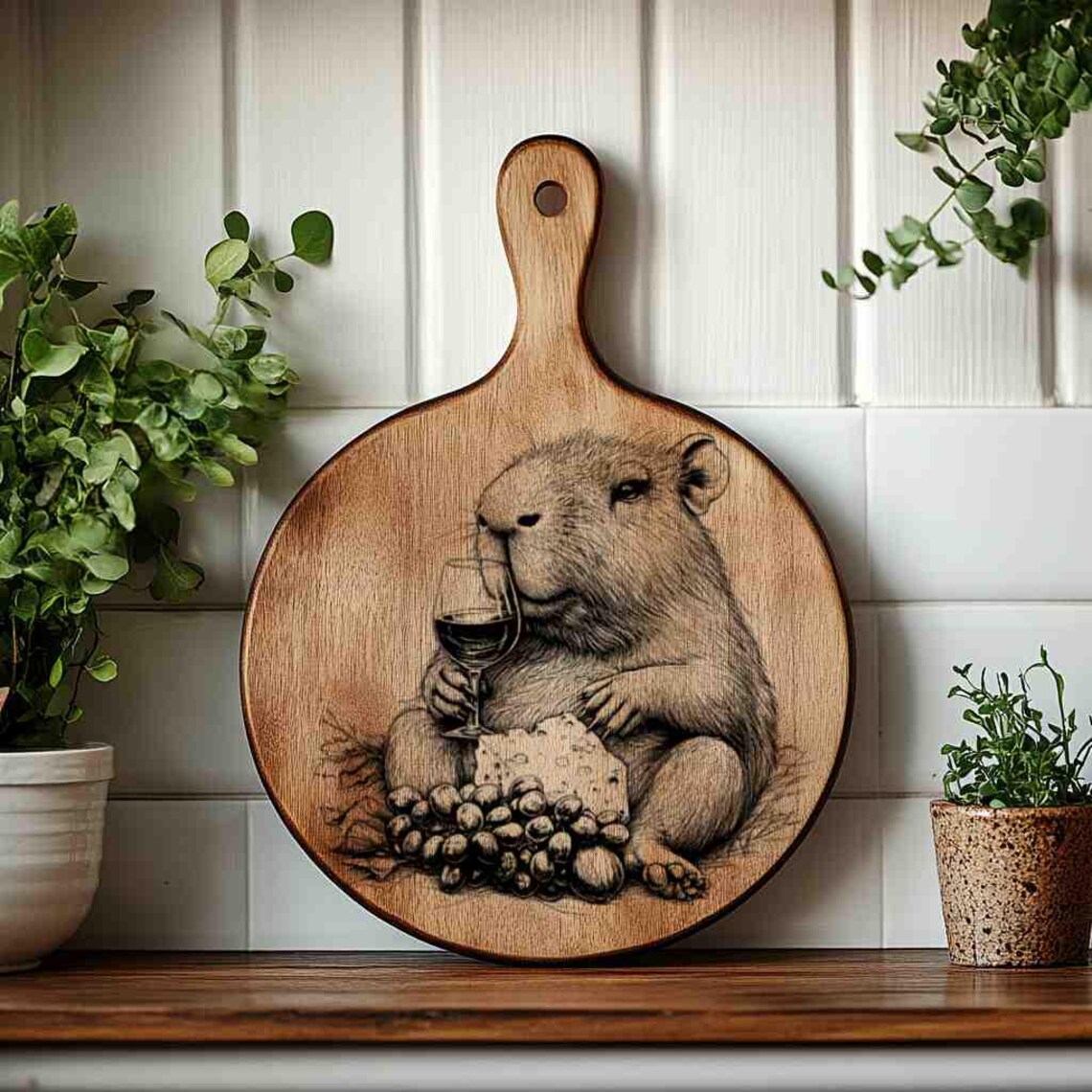 Bundle 4 Capybara Wine and Cheese, Vector for Design on Wood, T-shirts ...