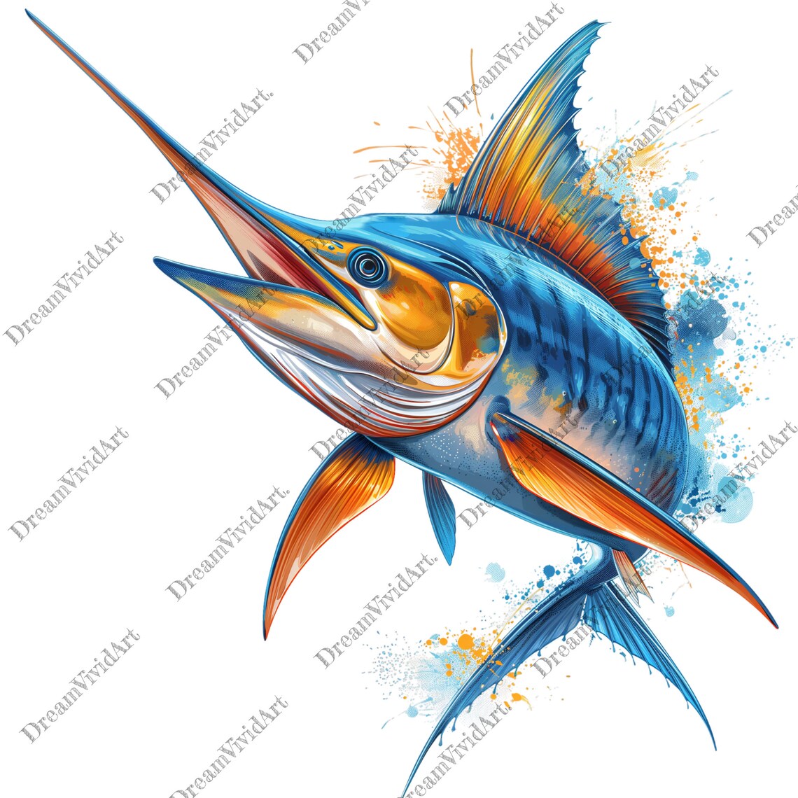 6 Marlin Fish Clipart, Marlin Fish Clipart PNG, Fishing, Digital ...