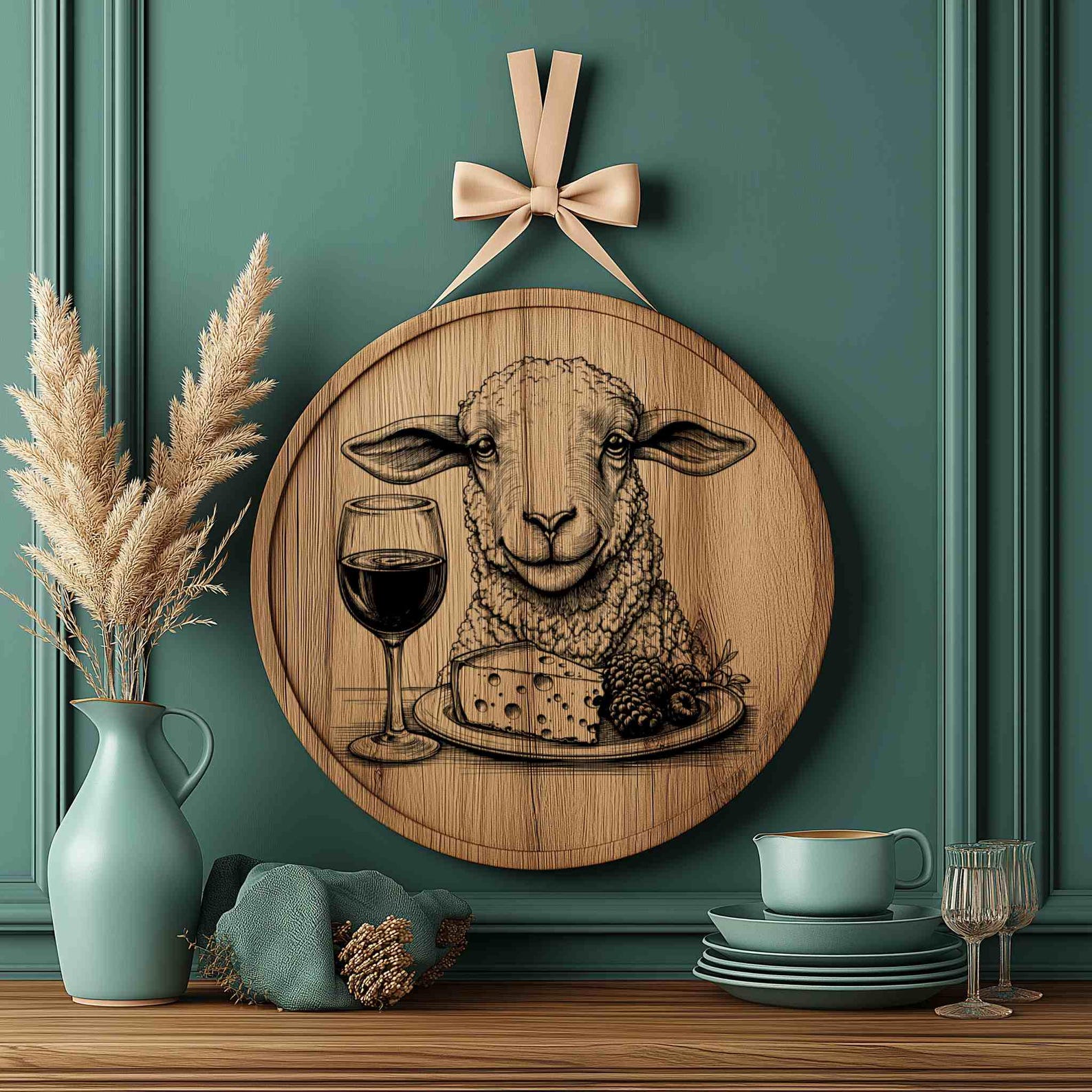 Bundle 4 Sheep Wine and Cheese Vector for Design on Wood, T-shirts ...