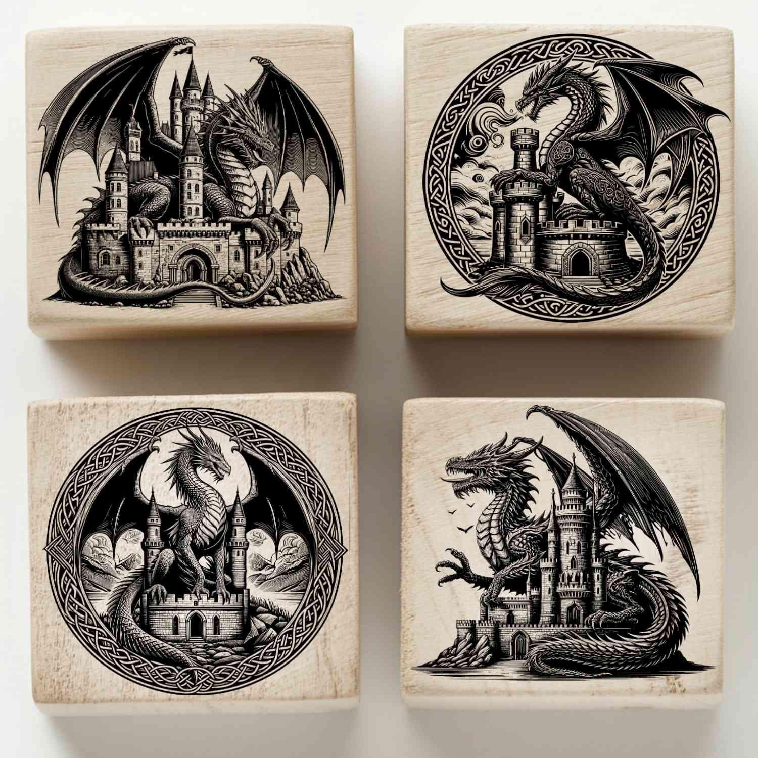 Bundle 4 Dragon Vector for Design on Wood, T-shirts, Slate, Canvas ...