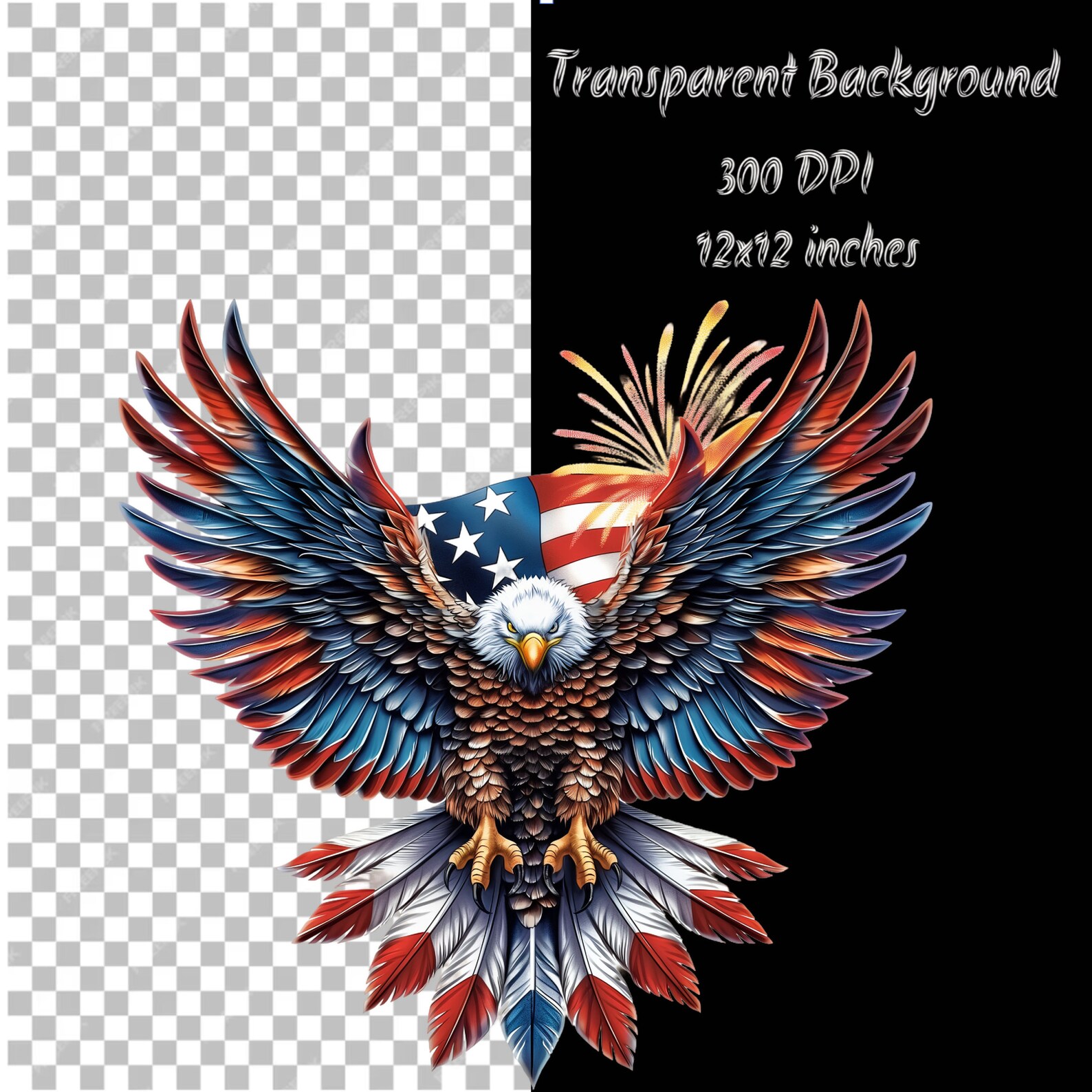 6 Eagles and Flags, Patriotic Eagle Clipart PNG, Digital Graphic, Instant Download, Digital ...