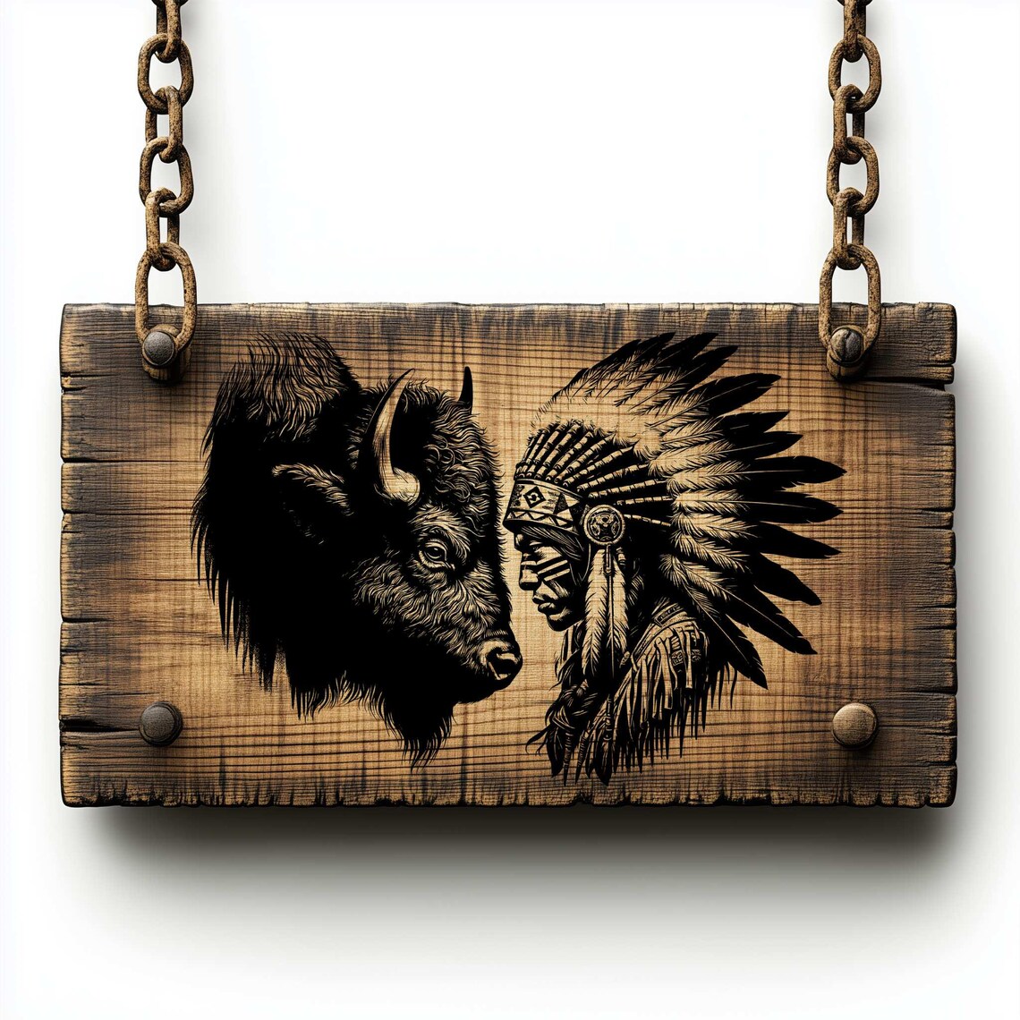 Bundle 4 Native American and Buffalo Vector for Design on Wood, T ...
