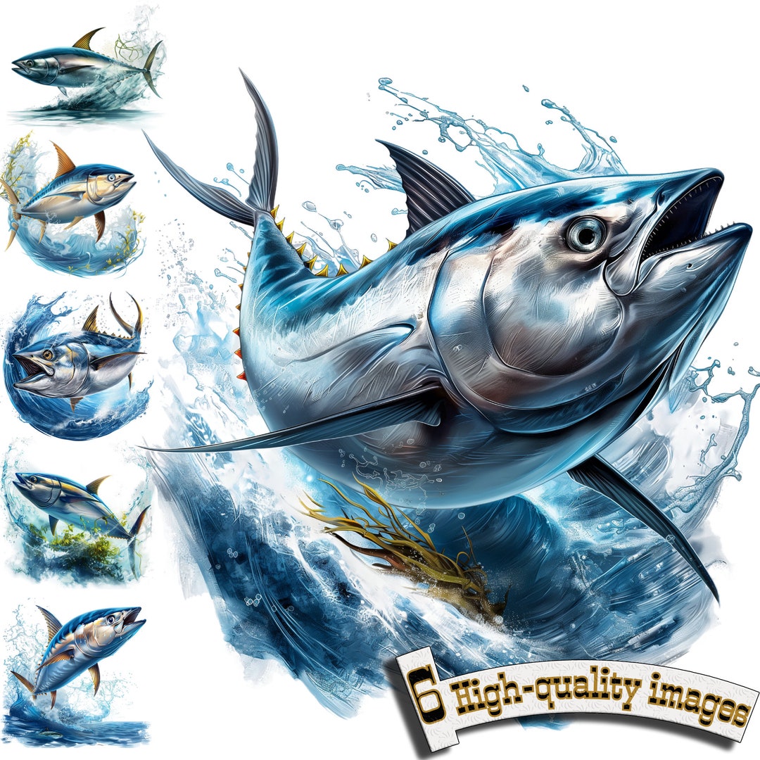 6 Tuna Fish Clipart, Tuna Clipart PNG, Fishing, Digital Graphic ...