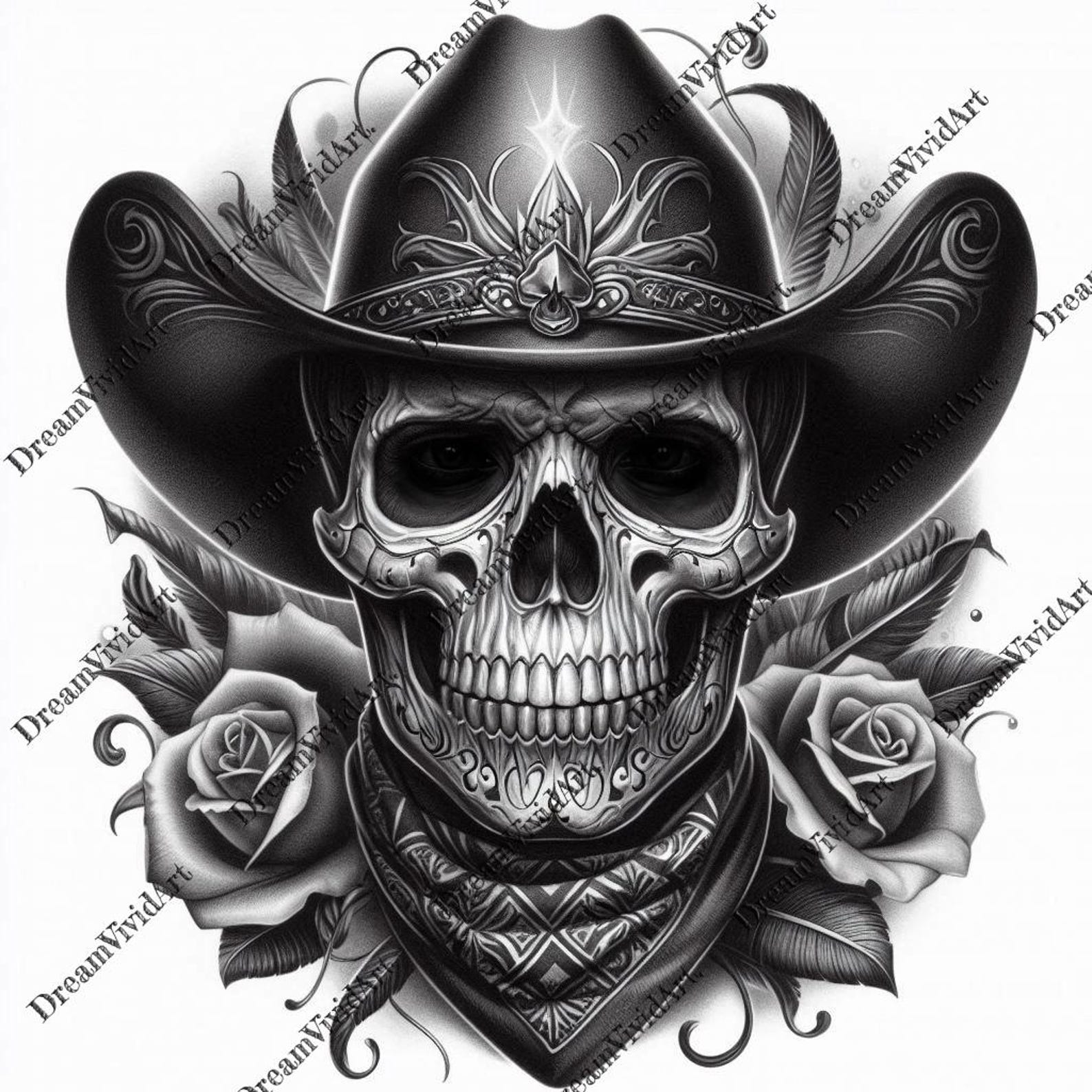 Skeleton Cowboy Tattoo Design, Digital Clipart, Mexican Skull Clip Art ...