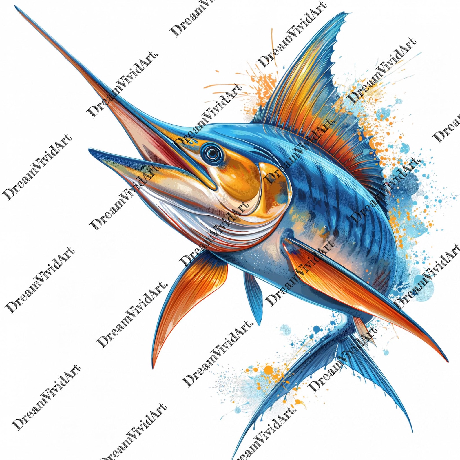 6 Marlin Fish Clipart, Marlin Fish Clipart PNG, Fishing, Digital ...