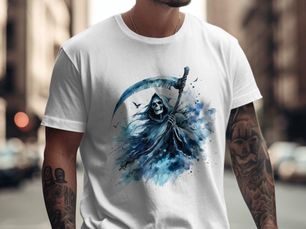 6 Airbrush Halloween Grim Reaper Clipart: Digital Art for T-shirts ...