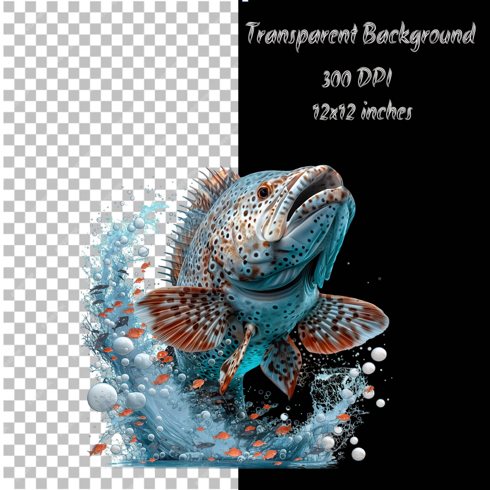 6 Grouper Fish Clipart, Grouper Fish Clipart PNG, Fishing, Digital ...