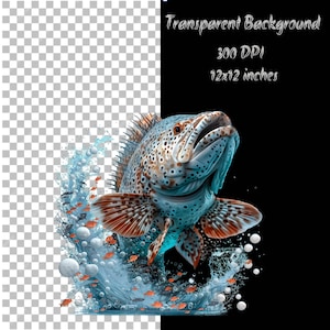6 Grouper Fish Clipart, Grouper Fish Clipart PNG, Fishing, Digital ...