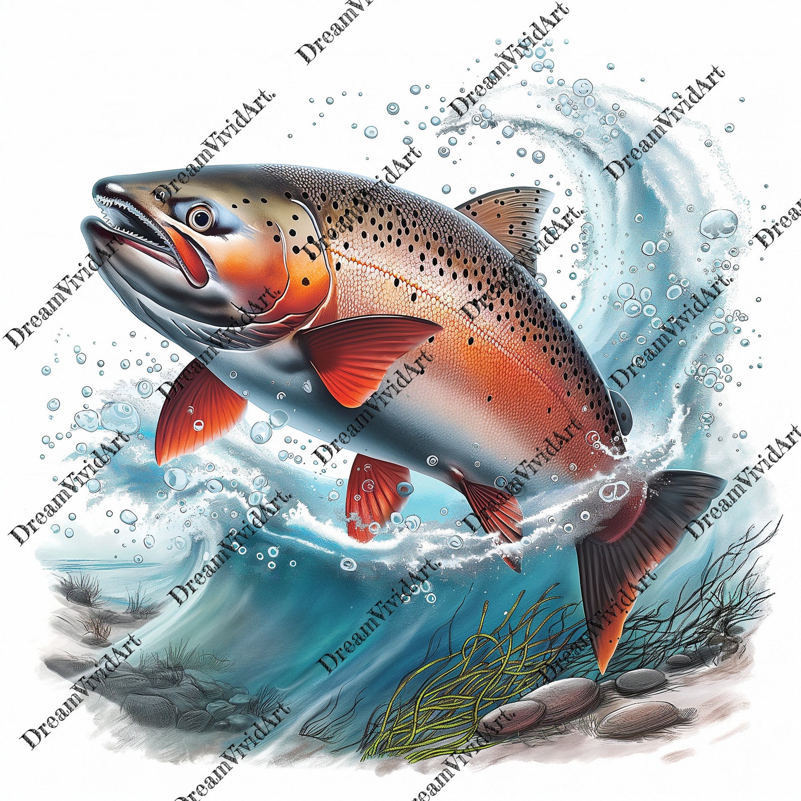6 Salmon Clipart, Salmon PNG, Fishing, Digital Graphic, Instant ...