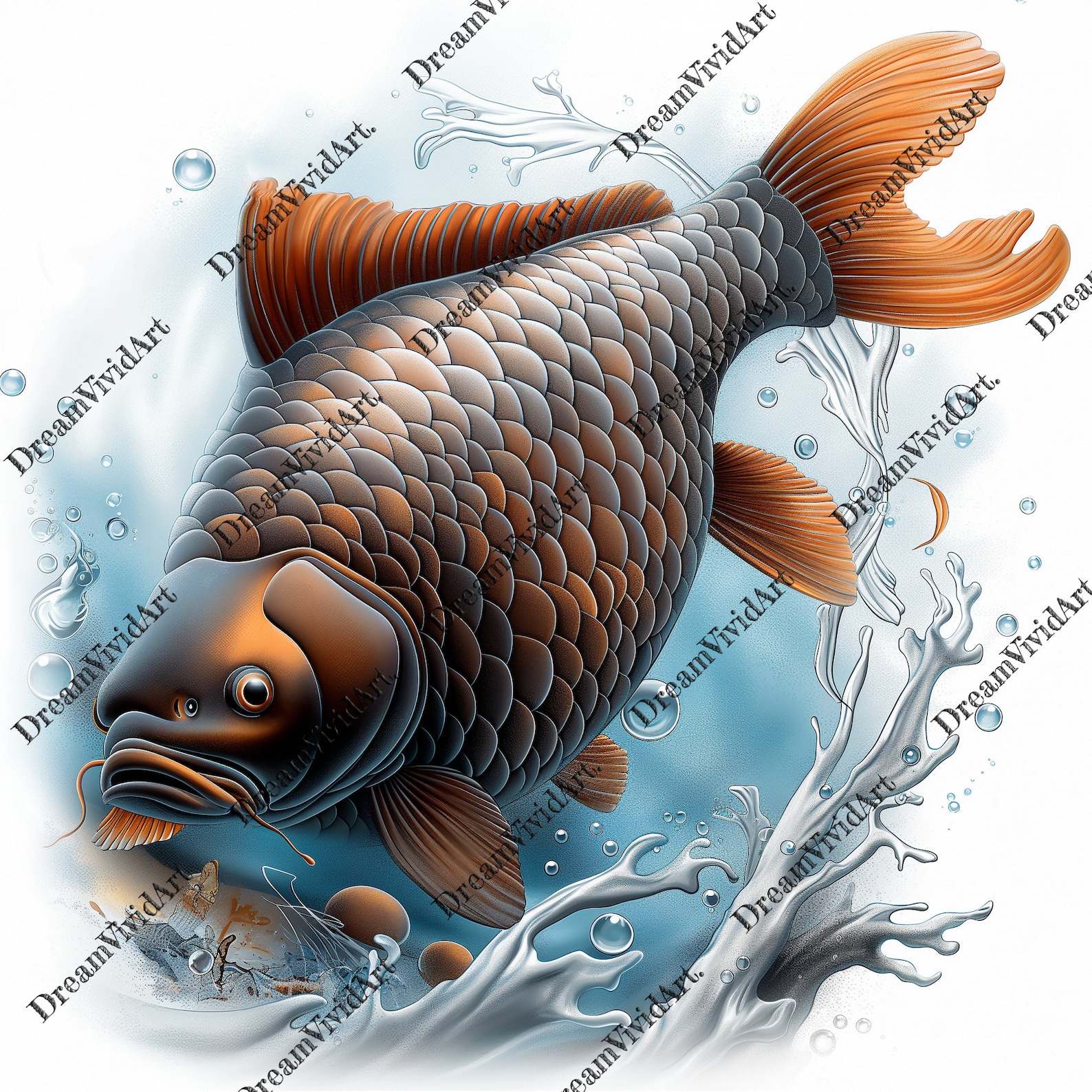 6 Carp Fish Clipart, Carp Clipart PNG, Fishing, Digital Graphic ...