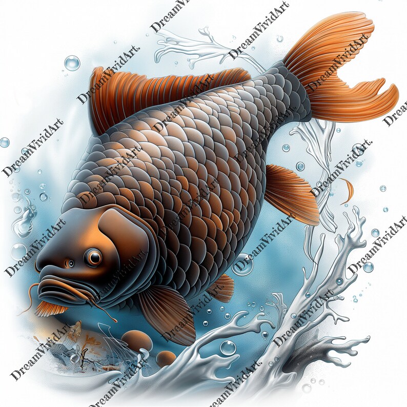 6 Carp Fish Clipart, Carp Clipart PNG, Fishing, Digital Graphic ...