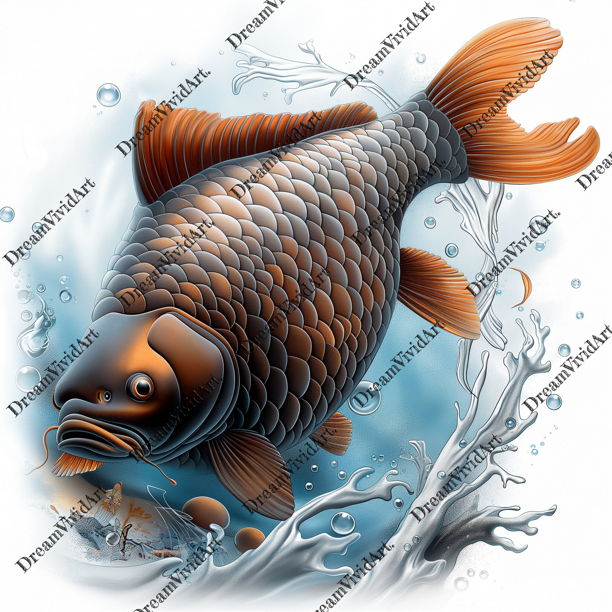 6 Carp Fish Clipart, Carp Clipart PNG, Fishing, Digital Graphic ...