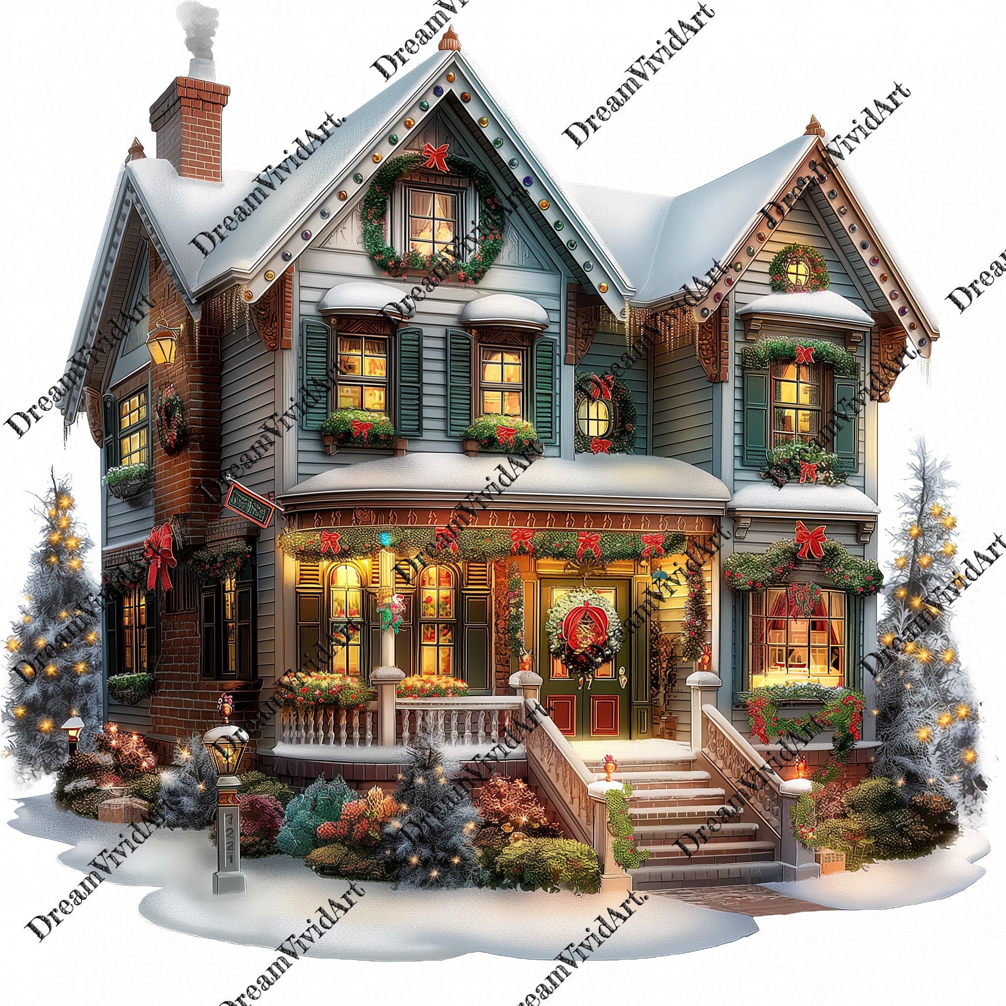 6 Christmas Houses, Christmas Houses PNG, New Year Clipart, Christmas ...