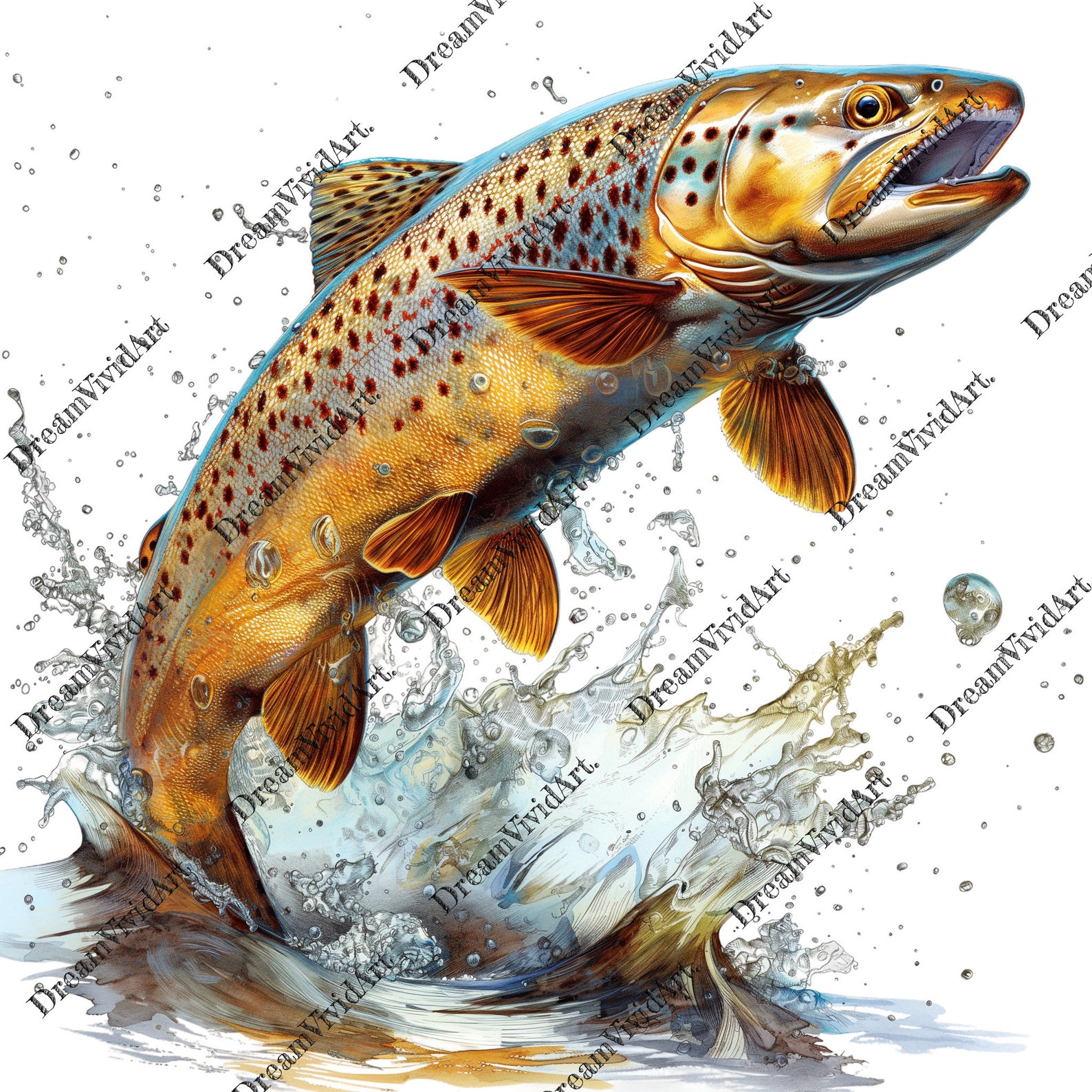 6 Trout Fish Clipart, Trout Fish Clipart PNG, Fishing, Digital Graphic ...