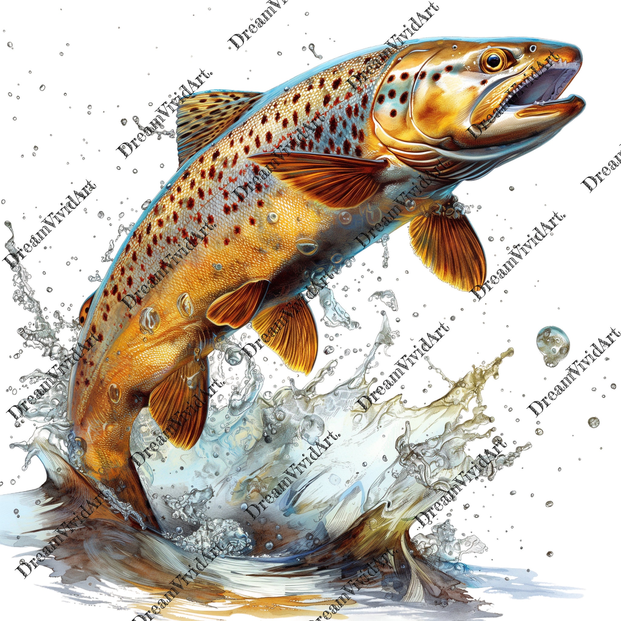 6 Trout Fish Clipart, Trout Fish Clipart PNG, Fishing, Digital Graphic ...