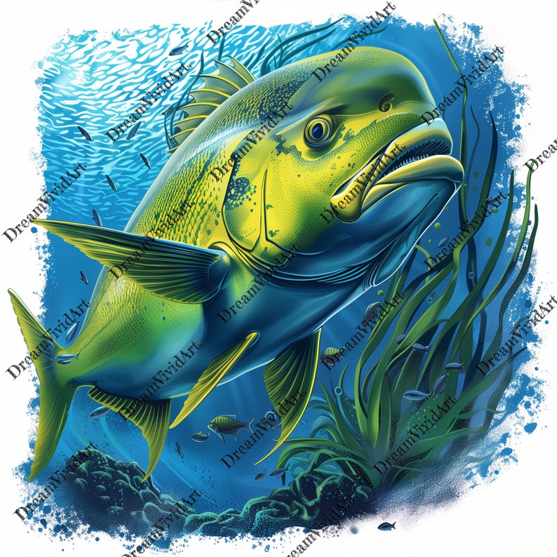 6 Mahi Mahi Fish Clipart, Mahi Mahi Clipart PNG, Fishing, Digital ...