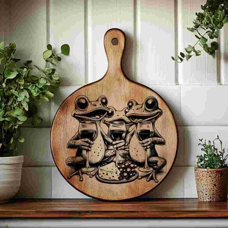 Bundle 4 Frog With Wine and Cheese, Vector for Design on Wood, T-shirts ...
