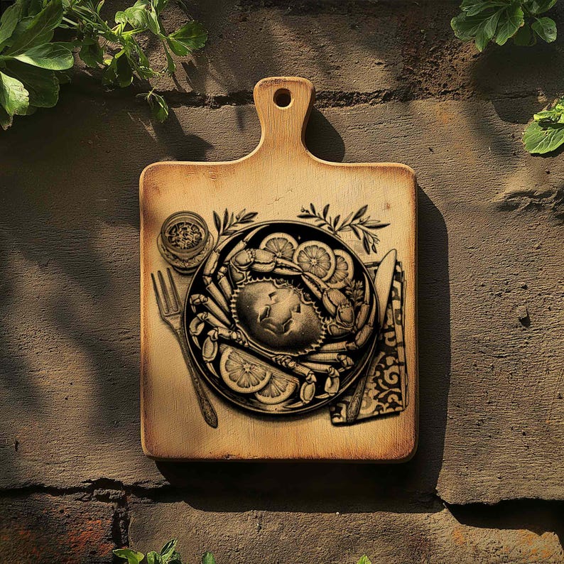 Bundle 4 Crabs Plate, Vector for Design on Wood, T-shirts, Slate ...