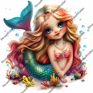 6 Cute Mermaids Clipart, Mermaid PNG, Digital Graphic, Instant Download ...