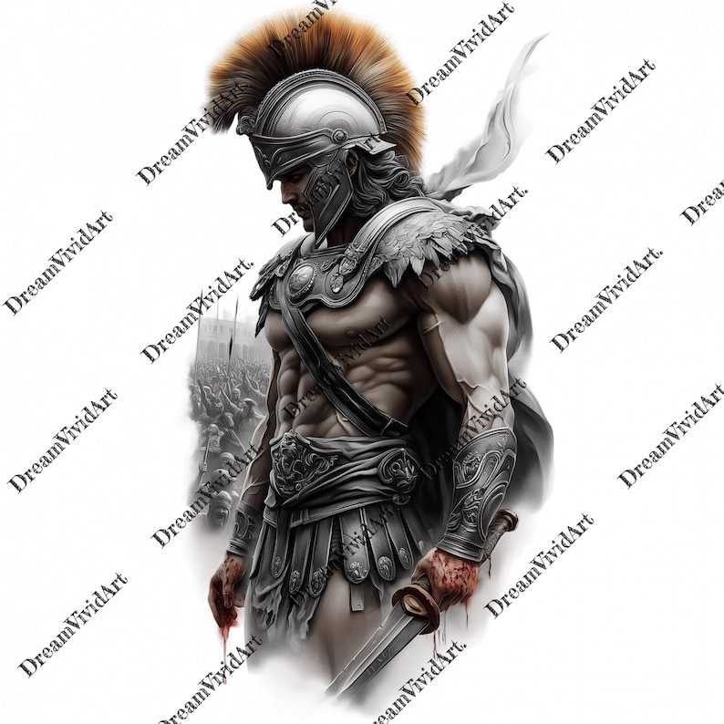 Gladiator Tattoo Design, Digital Clipart, Gladiator Clip Art, Tattoo ...