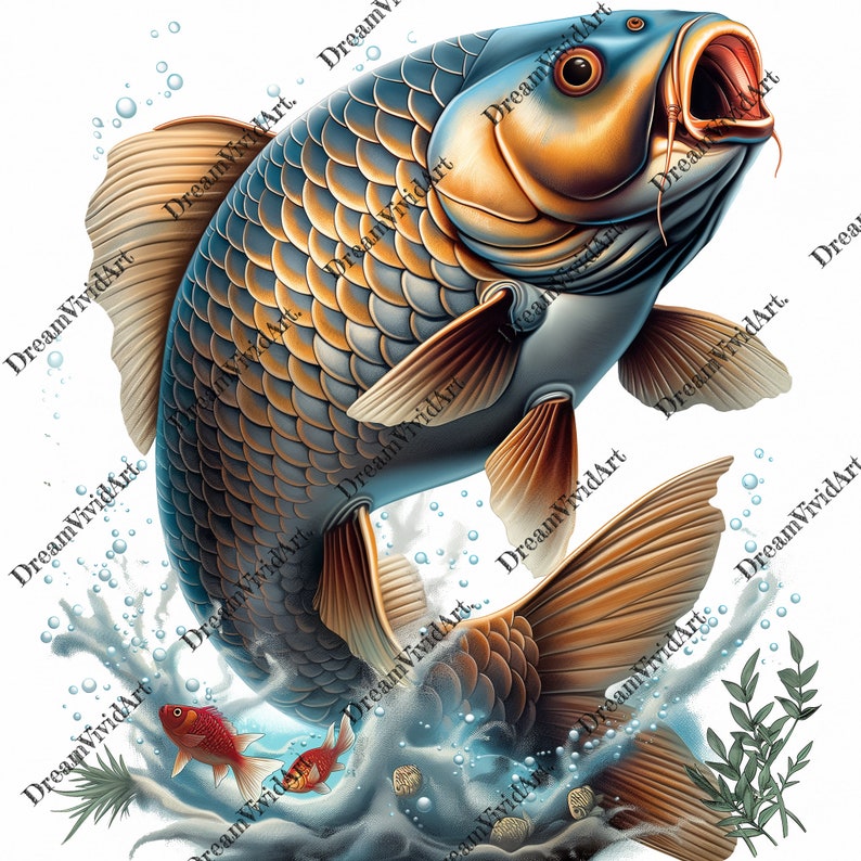 6 Carp Fish Clipart, Carp Clipart PNG, Fishing, Digital Graphic ...