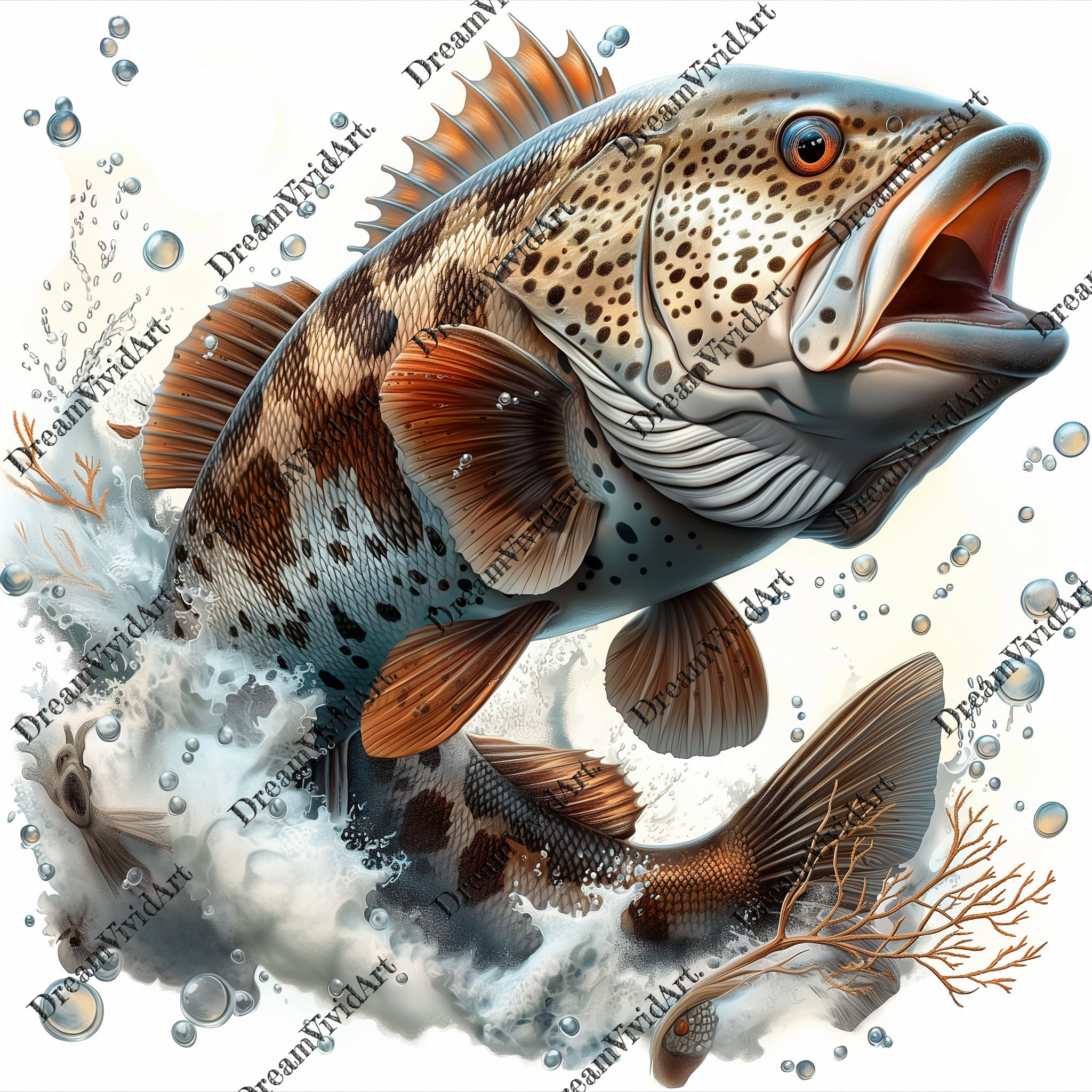 6 Grouper Fish Clipart, Grouper Fish Clipart PNG, Fishing, Digital ...