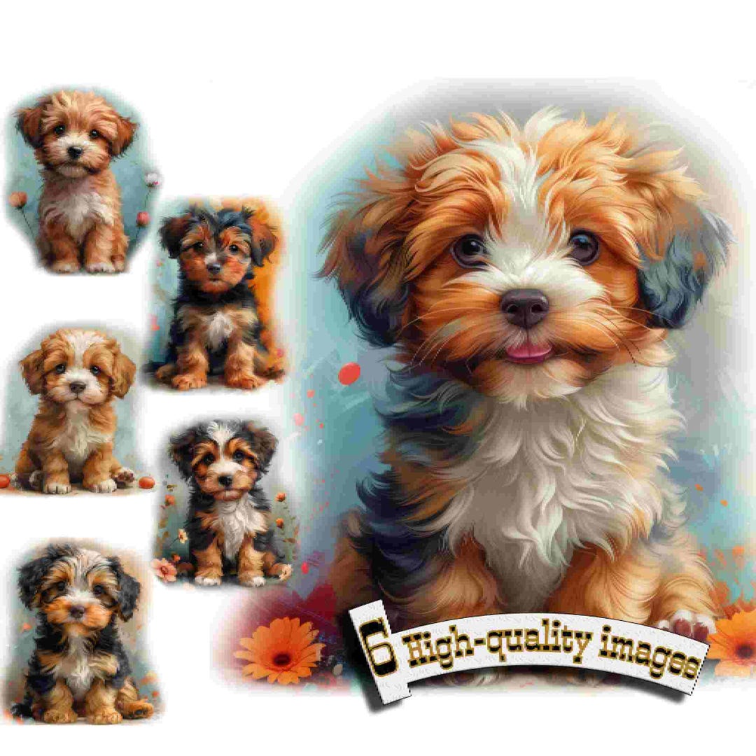 6 Puppies Dog, Puppies Clipart PNG, Digital Graphic, Instant Download ...