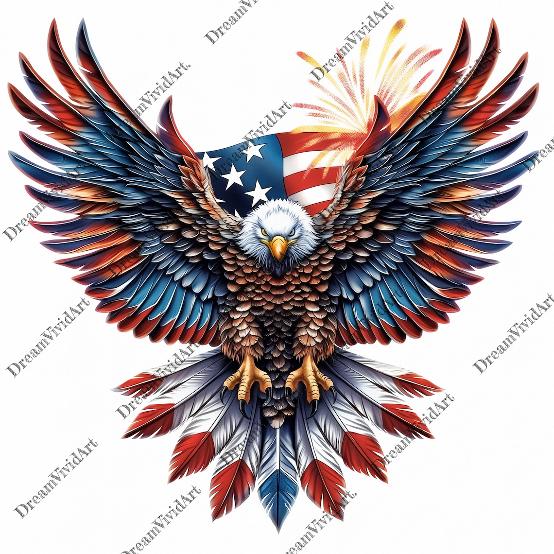 6 Eagles and Flags, Patriotic Eagle Clipart PNG, Digital Graphic ...
