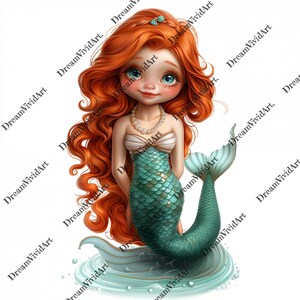 6 Cute Mermaids Clipart, Mermaid PNG, Digital Graphic, Instant Download ...