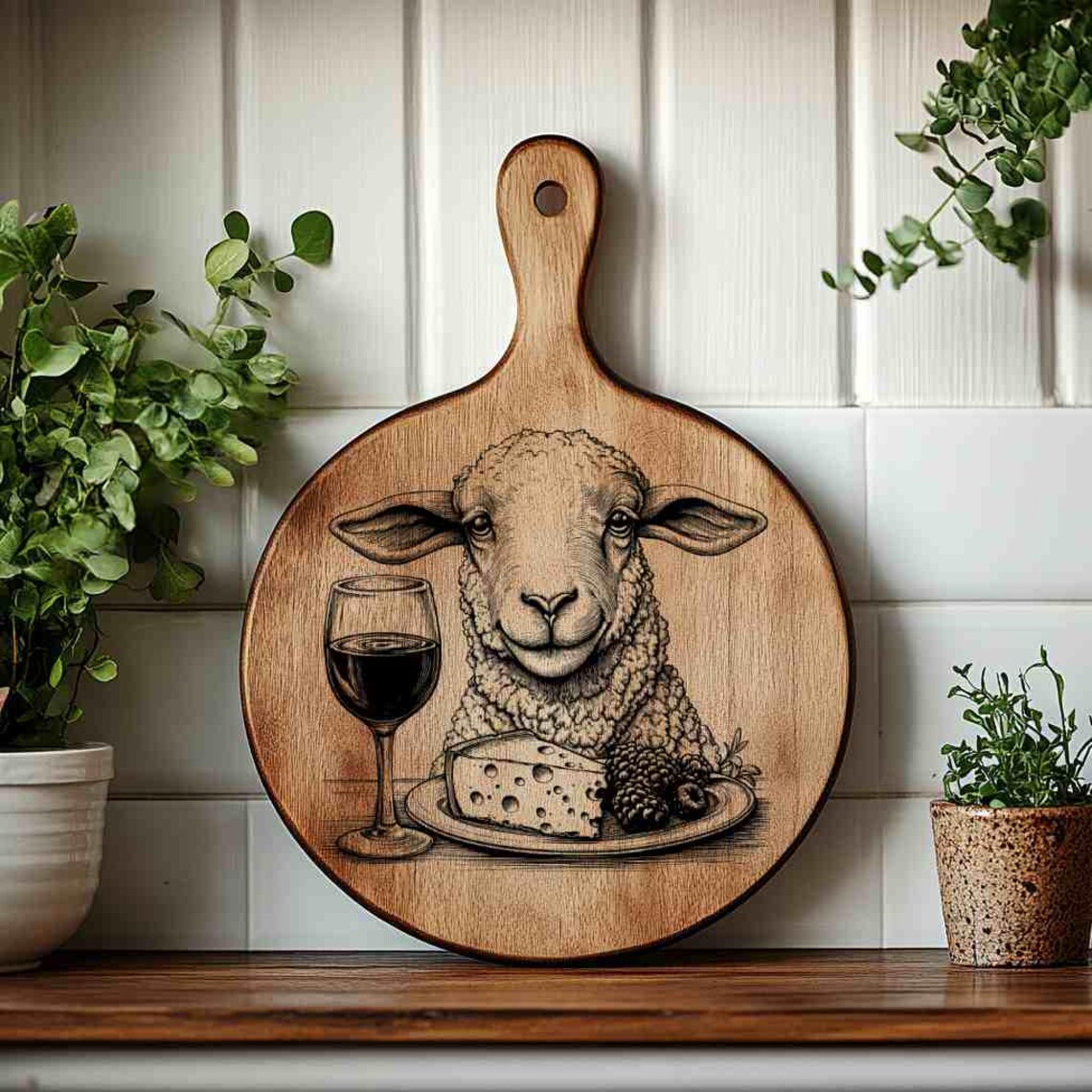 Bundle 4 Sheep Wine and Cheese Vector for Design on Wood, T-shirts ...