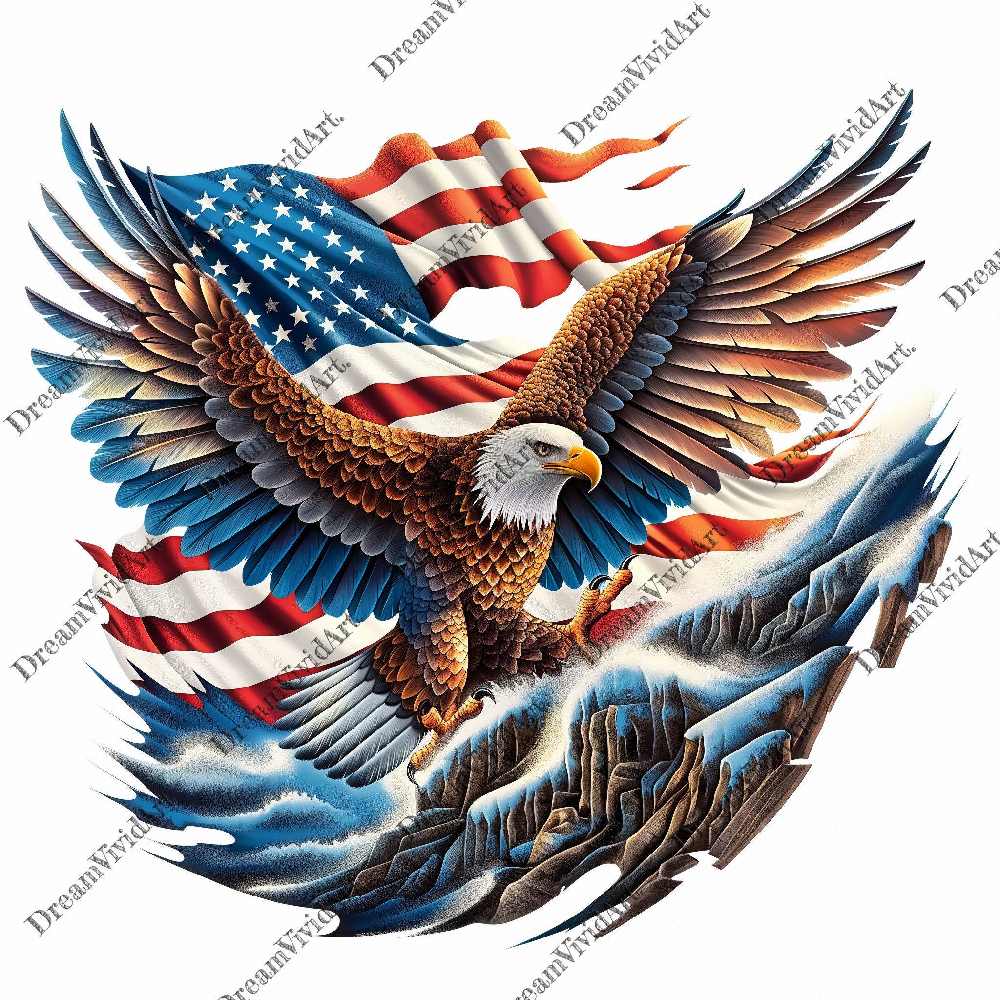 6 Eagles and Flags, Patriotic Eagle Clipart PNG, Digital Graphic ...