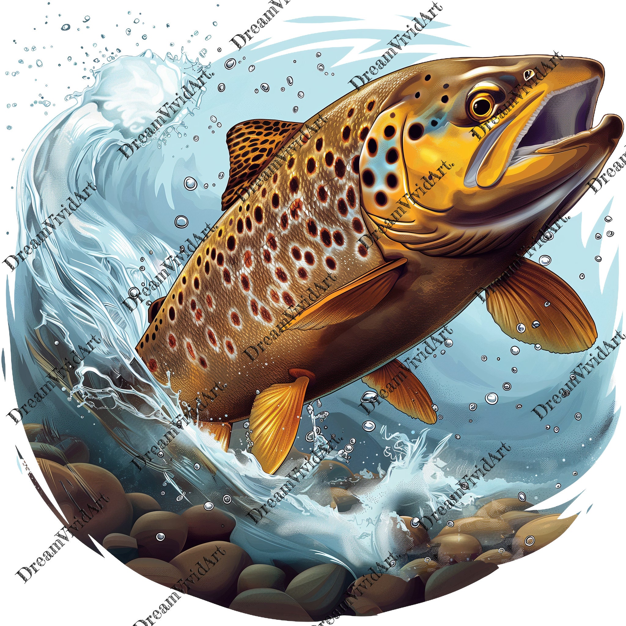 6 Trout Fish Clipart, Trout Fish Clipart PNG, Fishing, Digital Graphic ...