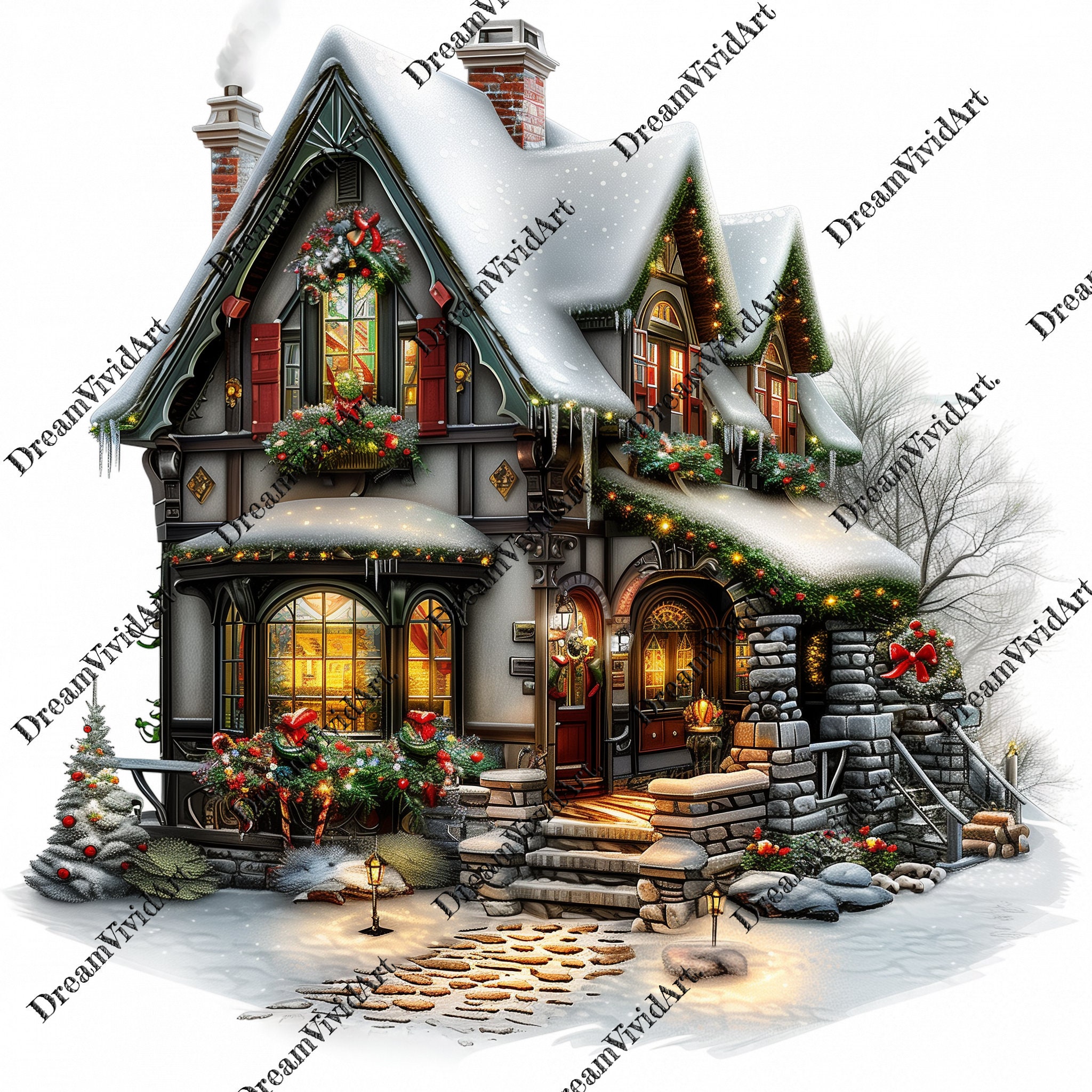 6 Christmas Houses, Christmas Houses PNG, New Year Clipart, Christmas ...