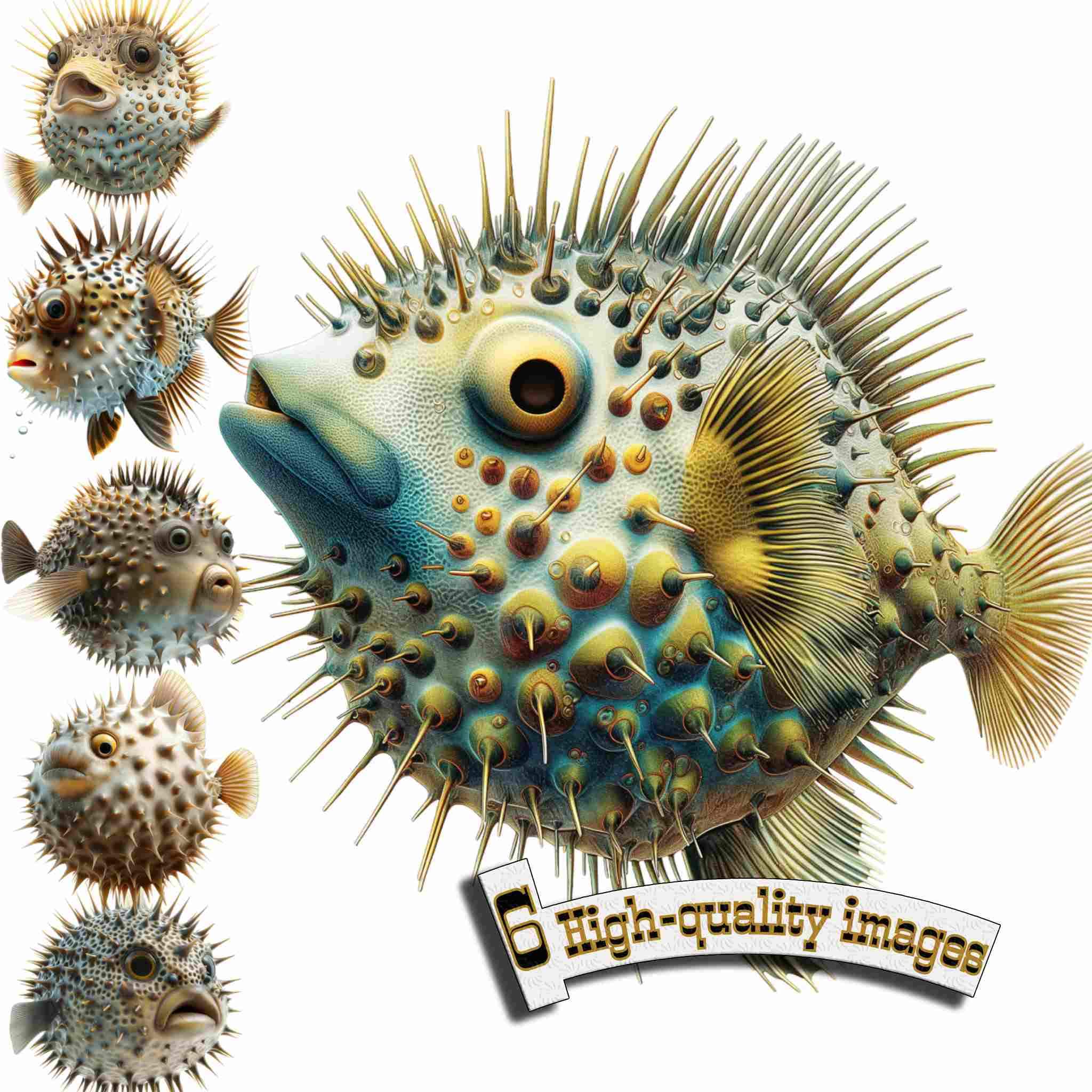 6 Pufferfish Clipart, Fancy Fish PNG, Digital Graphic, Instant Download ...