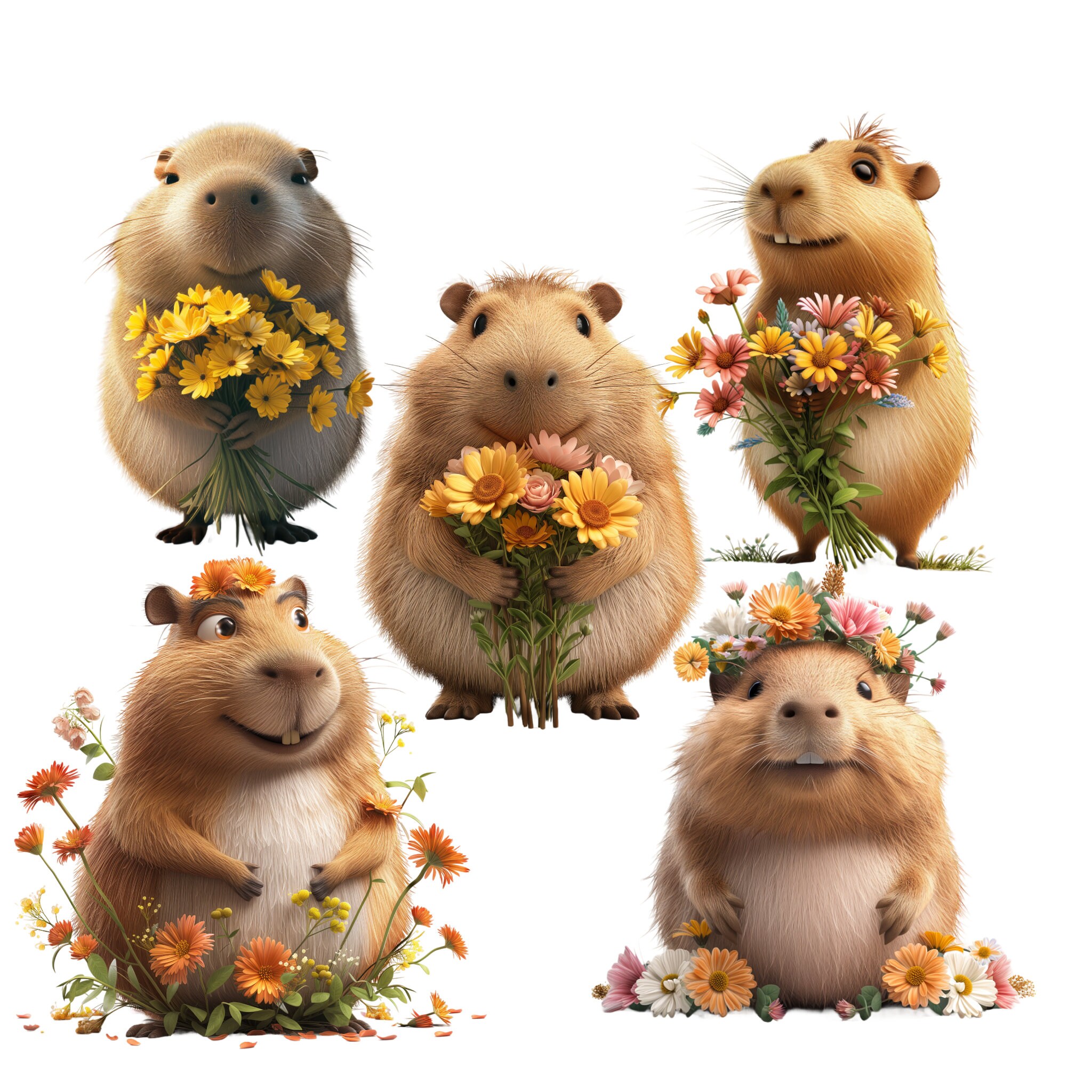 12 Happy Capybara Clipart, Cute Capybara PNG, Capybara Printable, Cute ...