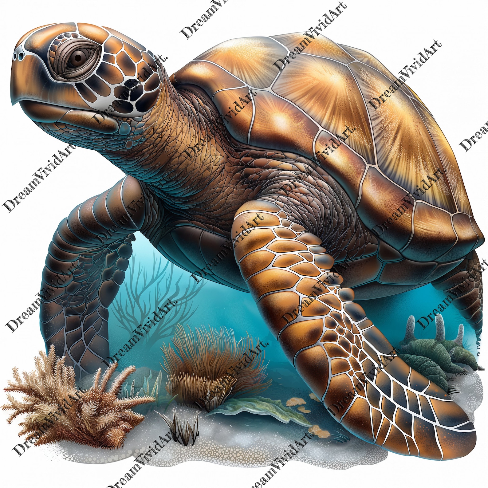 6 Sea Turtles Clipart, Ocean Turtle PNG, Turtle in Sea, Turtle ...