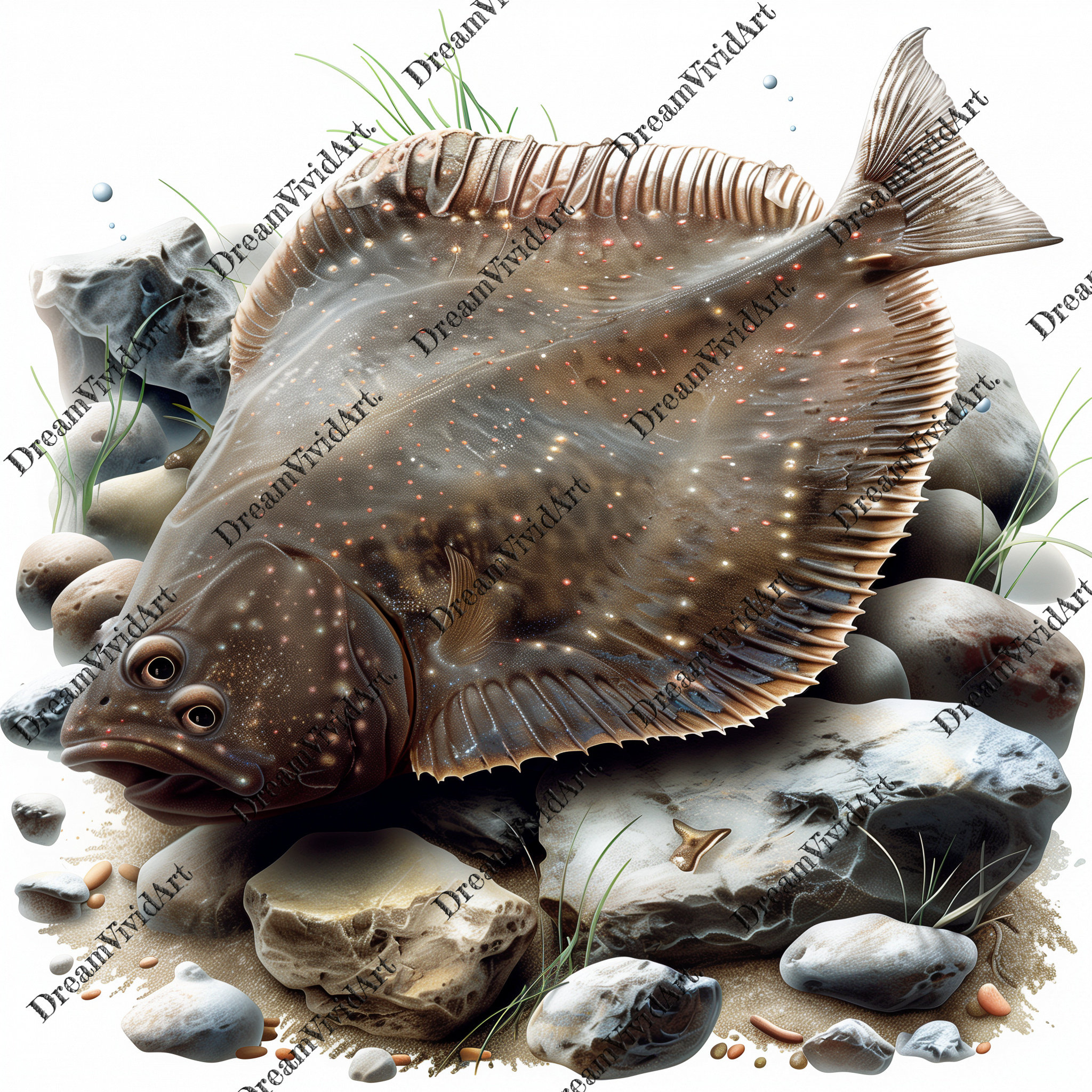 6 Flounder Fish Clipart, Flounder Clipart PNG, Fishing, Digital Graphic ...