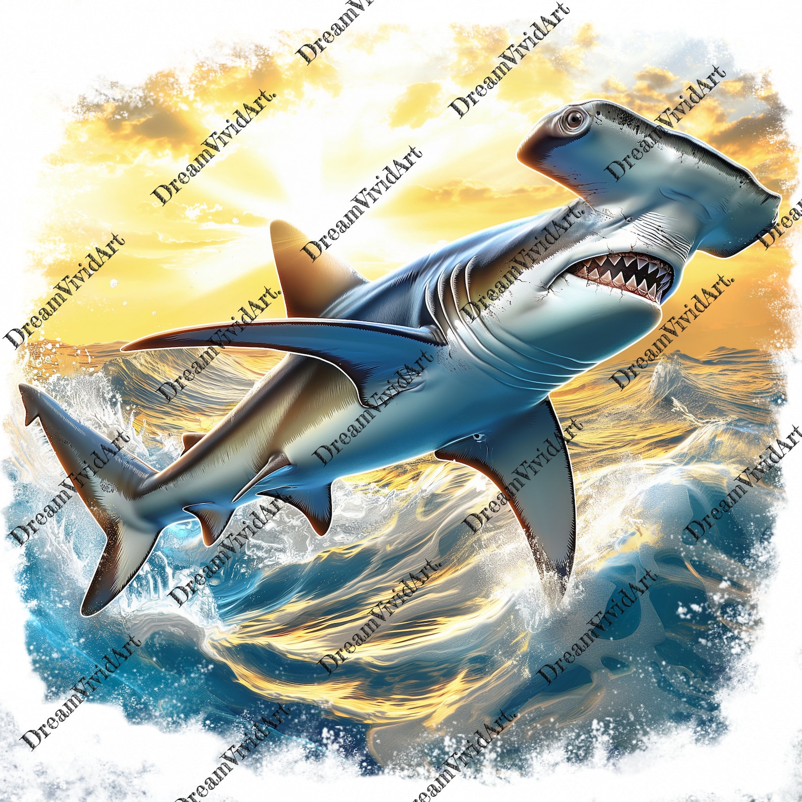6 Hammerhead Shark Clipart, Hammerhead Shark PNG, Shark in Water ...