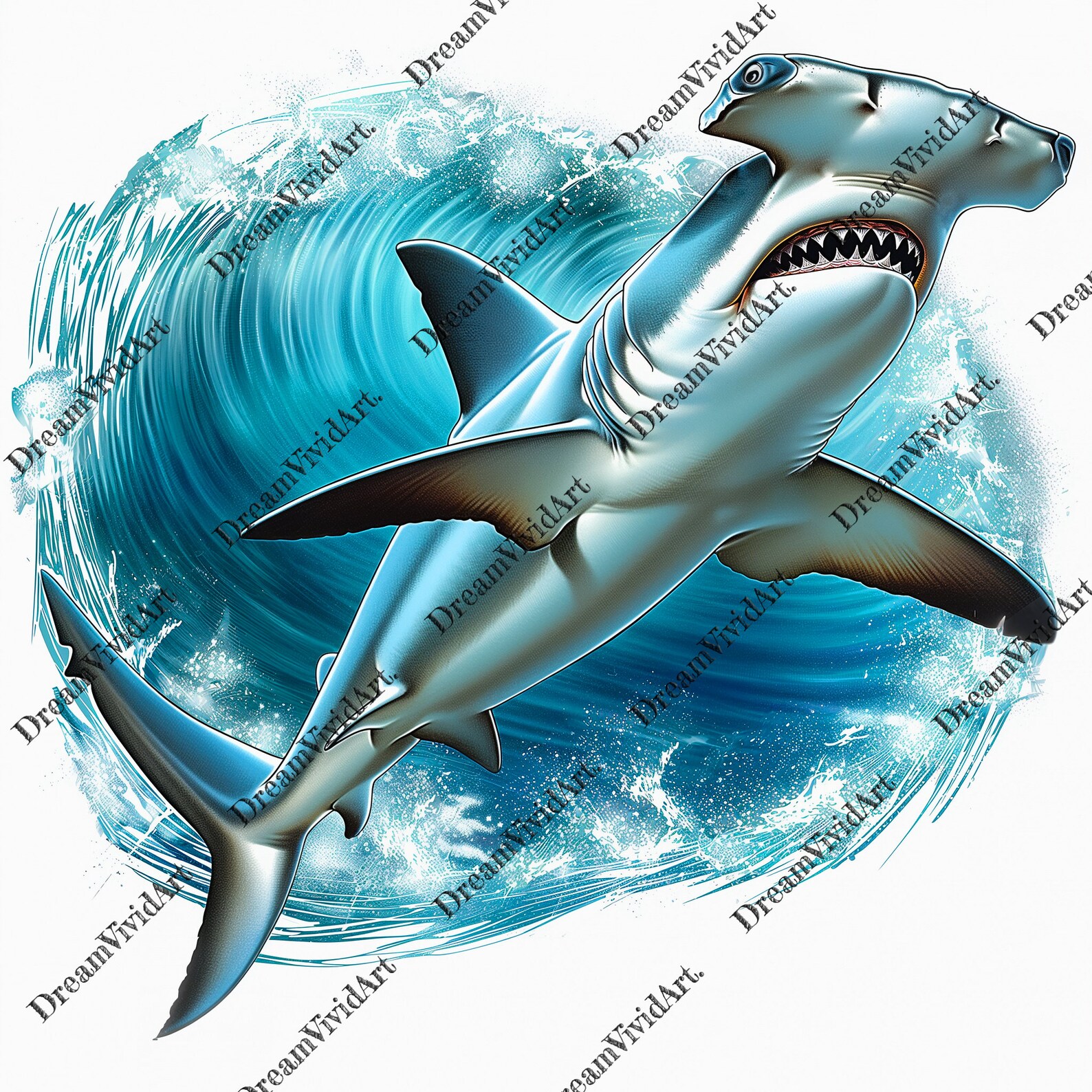6 Hammerhead Shark Clipart, Hammerhead Shark PNG, Shark in Water ...