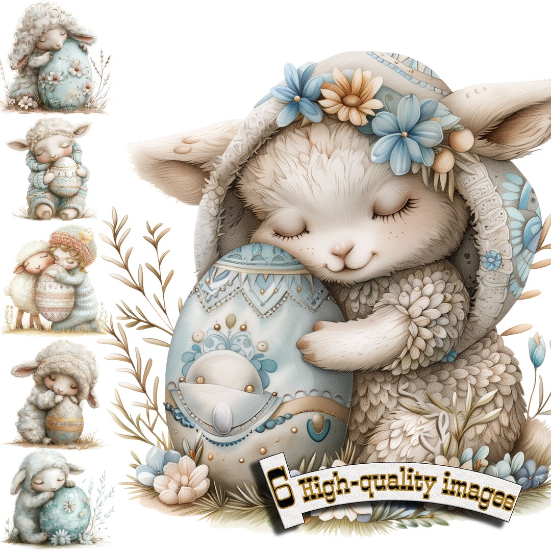 6 Cute Easter Sheep, Easter Sheep PNG, Easter Sheep Sublimation, Easter ...