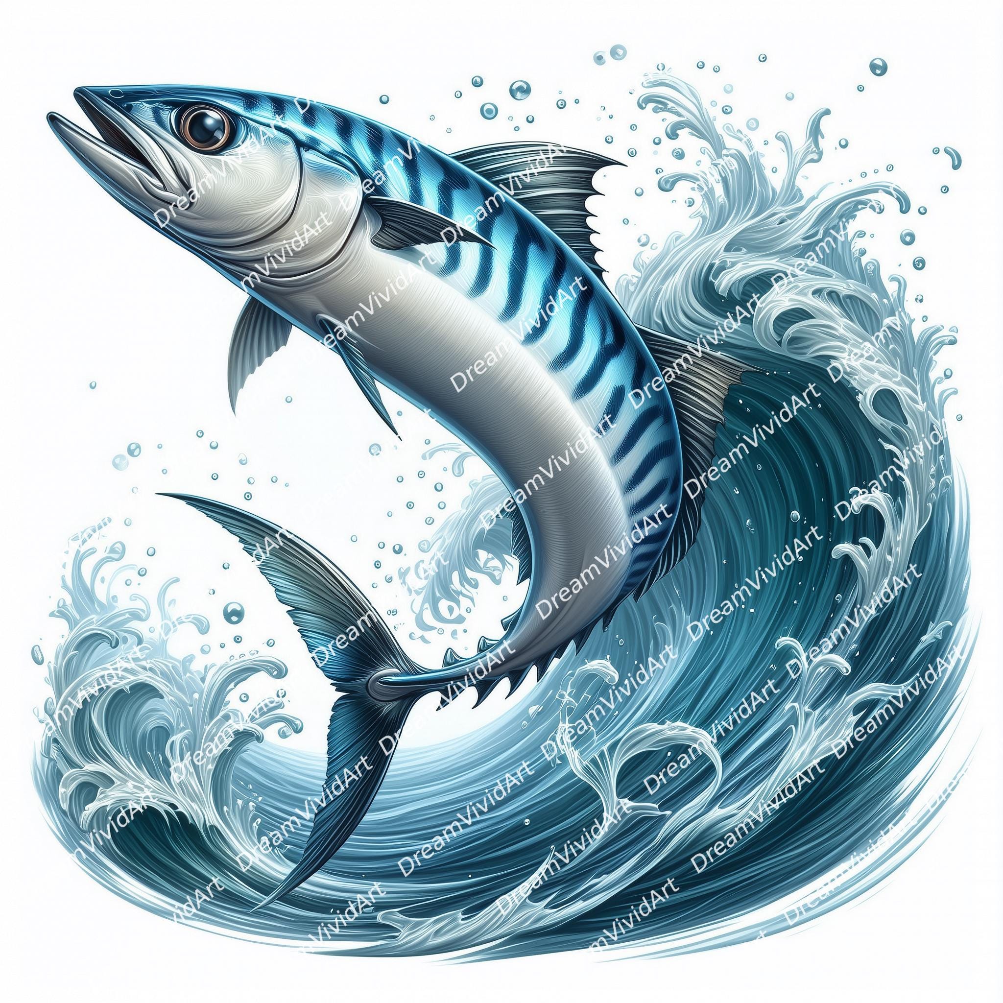 6 Mackerel Fish Clipart, Mackerel Clipart PNG, Fishing, Digital Graphic ...