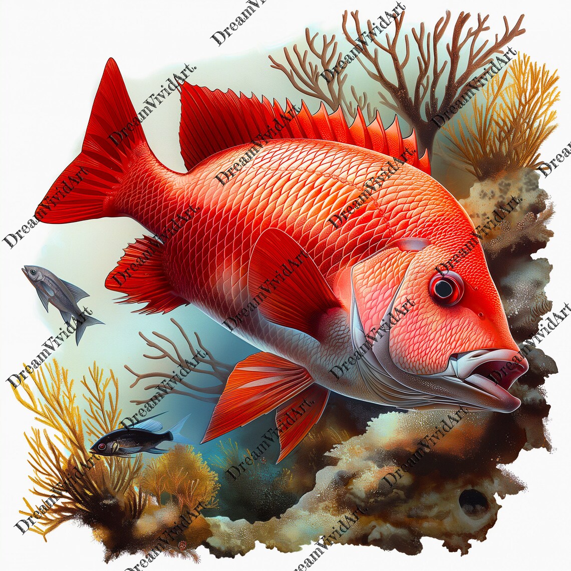6 Red Snapper Clipart PNG: Fishing Digital Graphics for Instant ...