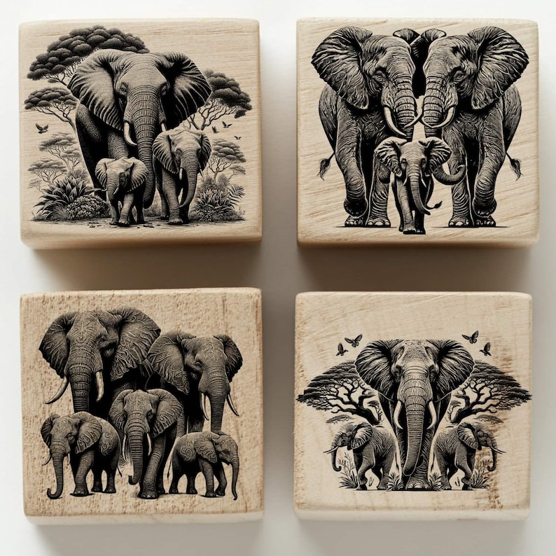 Bundle 4 Elephants Vector for Design on Wood, T-shirts, Slate, Canvas ...