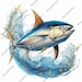 6 Tuna Fish Clipart, Tuna Clipart PNG, Fishing, Digital Graphic ...